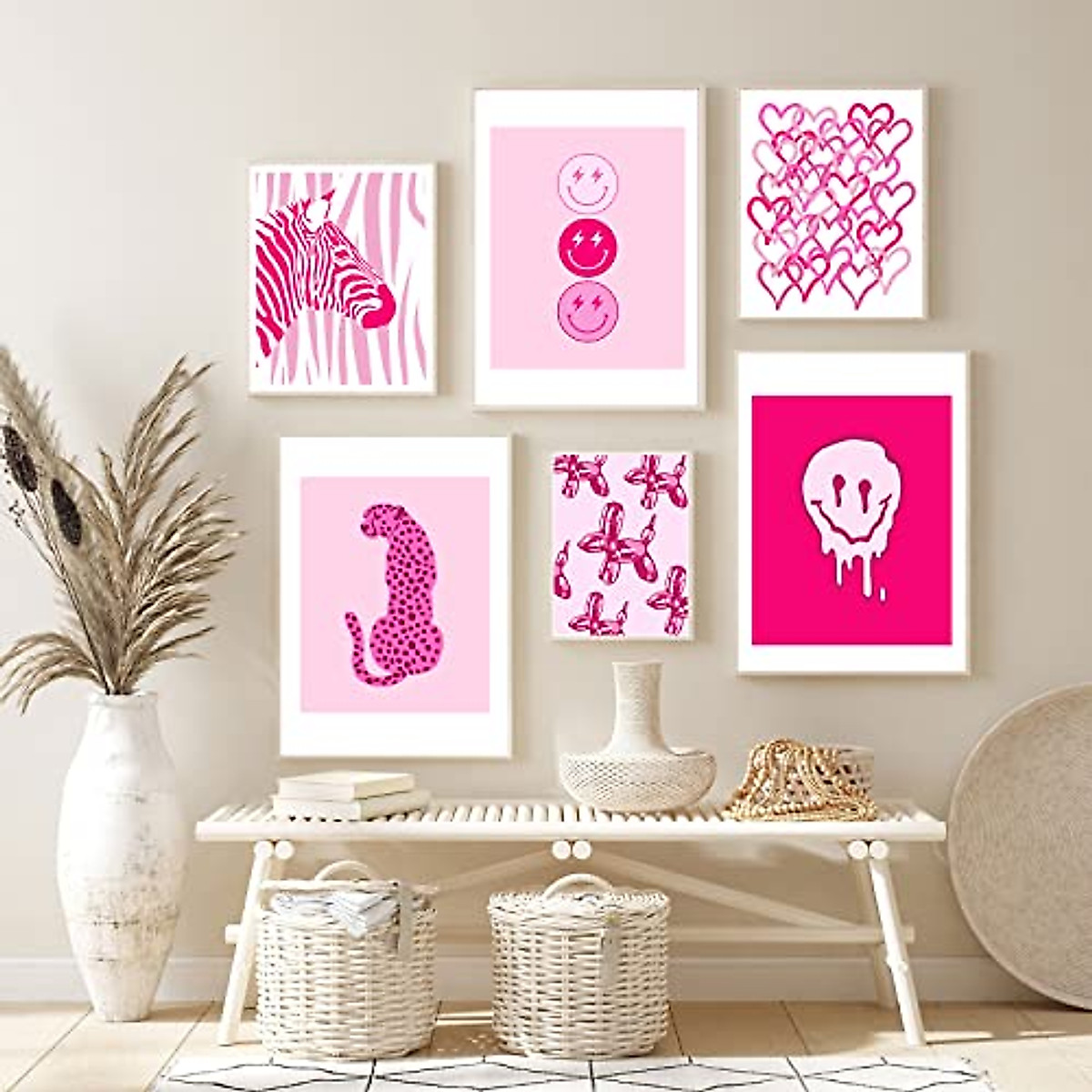MeleBase Preppy Room Decor Aesthetic Preppy Wall Decor Preppy Posters 8*10in & 4*6in Preppy Wall Collage Kit 110Pcs Trendy Room Decor Preppy Stickers Preppy Pictures (Hot pink)…