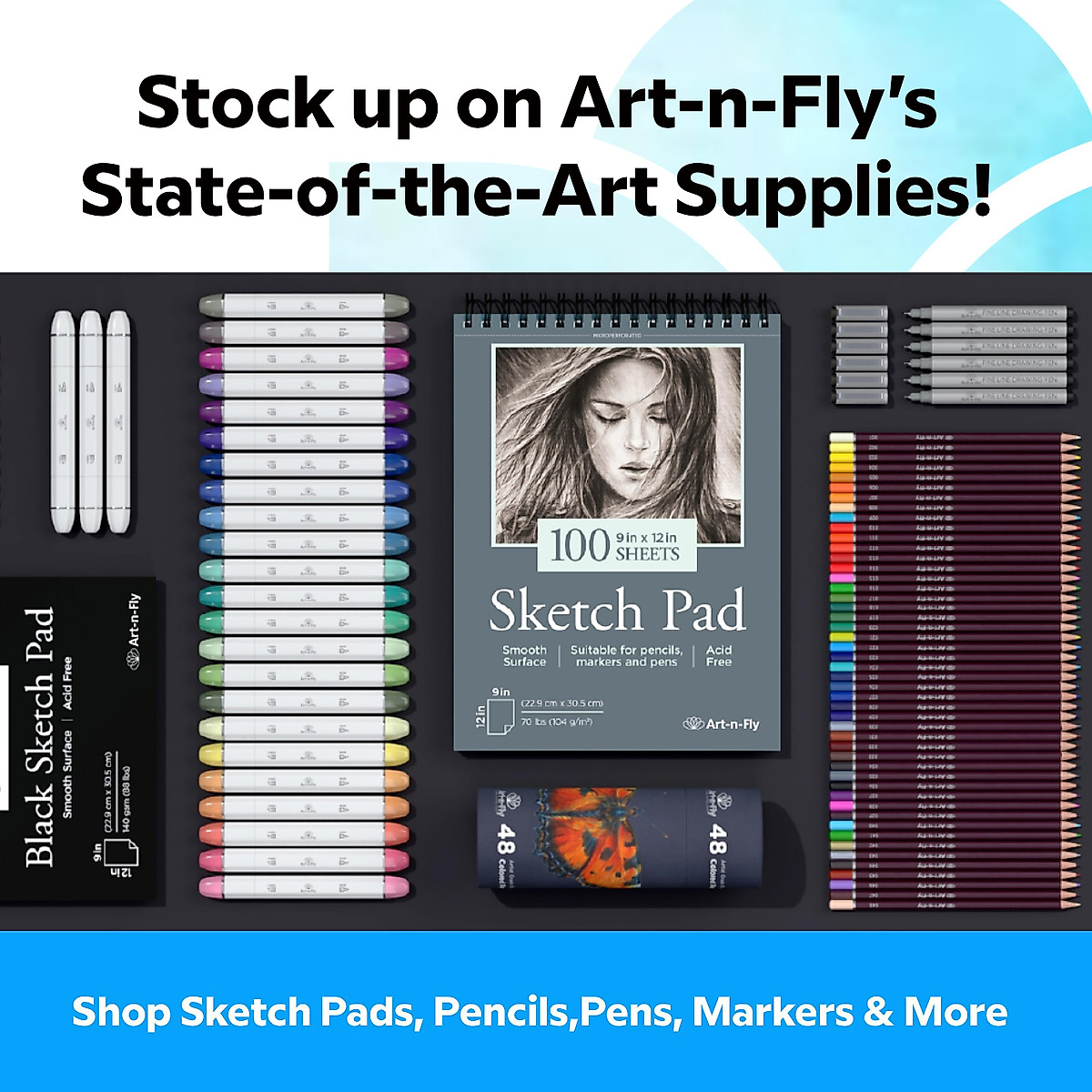 Art-n-Fly 5.5 x 8.5 in Watercolor Sketchpad Mini Book - 2 pack x 35 Sheets Each- Spiral Bound and Microperforated - 300gsm / 140lb 8.5x5.5