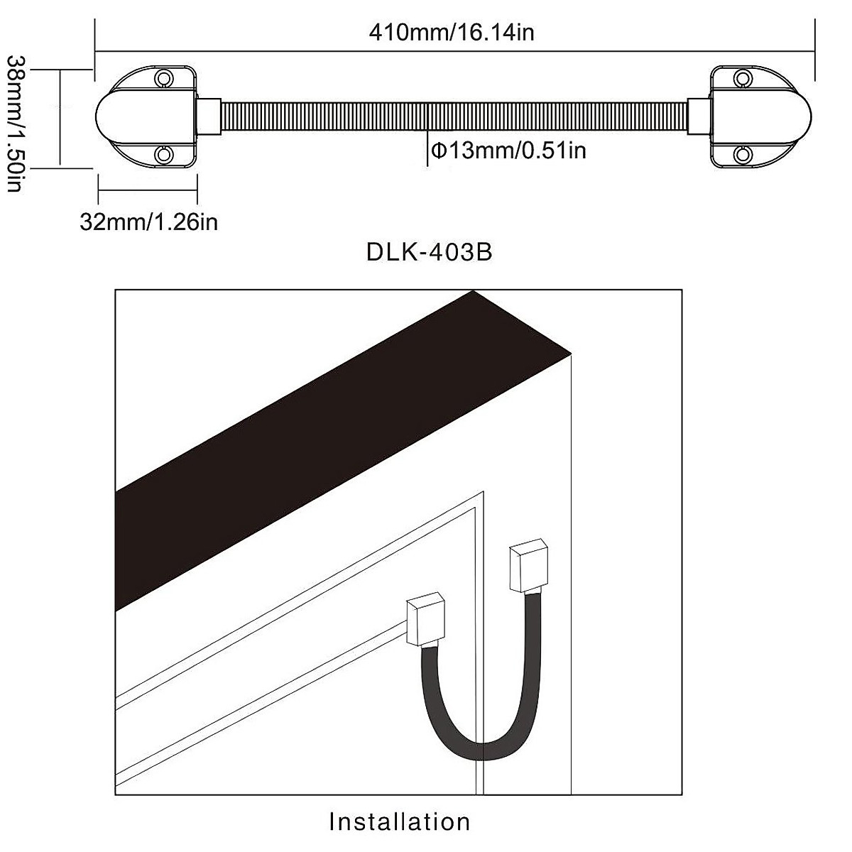 UHPPOTE Flexible Armored Door Loop Wire Protector with Alloy Ends (16" Long, 1/2" OD)
