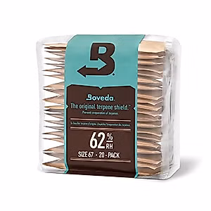 Boveda 62% Two-Way Humidity Control Packs For Storing 1 lb – Size 67 – 20 Pack – Moisture Absorbers for Storage Containers – Humidifier Packs – Hydration Packets in Resealable Bag