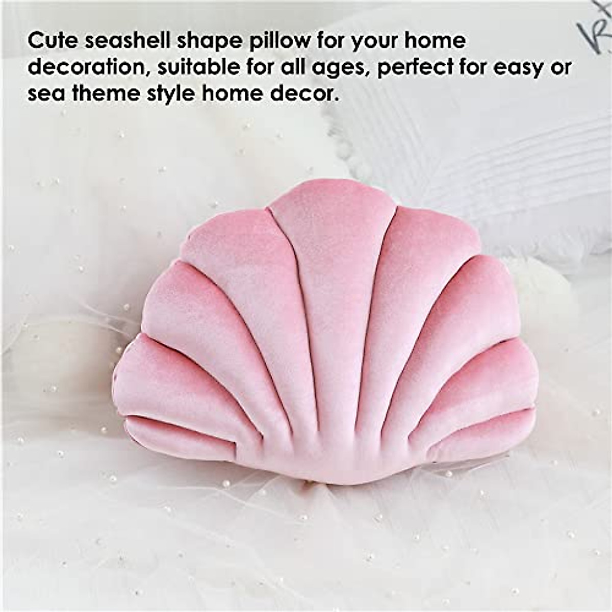 Patty Both Seashell Decorative Pillow Velvet Seashell Throw Pillow, Sea Shell Shaped Throw Pillow Decorative Pillows for Bed Couch Home Office Decor (Pink, Small(12.8*10in 0.3kg))