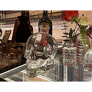 Skull Decanter Crystal Glass Skull Liquor Bottle 750ml Whiskey Bourbon Gothic Bottle,with Wooden Stopper Stainless  Steel Funnel