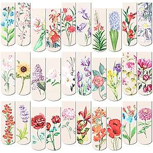 30 Pcs Magnetic Bookmarks Flowers Magnet Page Markers Pretty Bookmarks for Book Lovers Magnet Bookmark Clips Assorted Book Markers Set for Women Students Reading Office, Floral Style 2.3 x 0.8 Inches