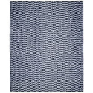 SAFAVIEH Montauk Collection Area Rug - 8' x 10', Navy & Ivory, Handmade Trellis Cotton, Ideal for High Traffic Areas in Living Room, Bedroom (MTK811C)