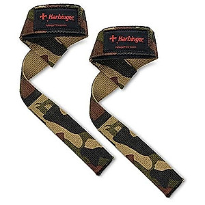 Harbinger Padded Cotton Lifting Straps with NeoTek Cushioned Wrist (Pair), Camo