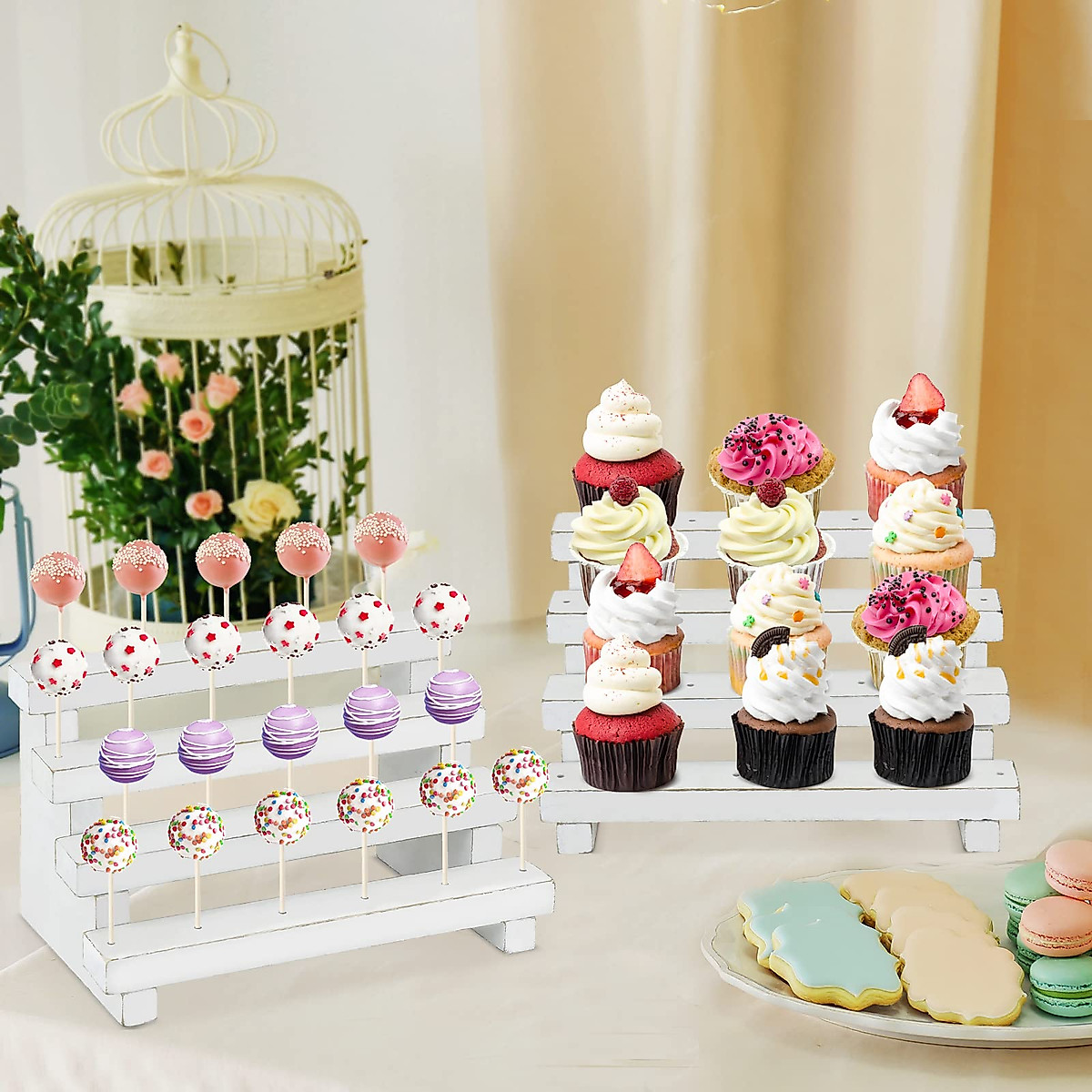Anwelynd Pack 2 Cake Pop Stand Holder for Display, 44 Hole Solid Wood Lollipop Stand Holder for Weddings Baby Showers Birthday Parties Anniversaries Cake Pop Holder Cake Pop Stand
