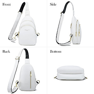 AOCINA INICAT Small Sling Bag Crossbody Vegan Leather Fanny Packs for Women Fashionable Chest Bag for Travel(D-026 White)