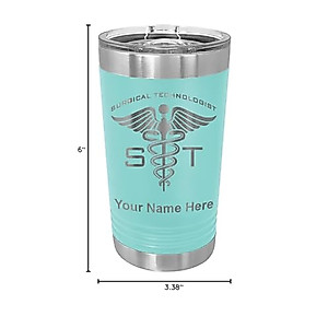 LaserGram 16oz Vacuum Insulated Pint Tumbler, ST Surgical Technologist, Personalized Engraving Included (Teal)