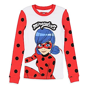 INTIMO Miraculous: Tales of Ladybug & Cat Noir Girls' Tight Fit Character Cartoon Sleep Pajama Set (8)