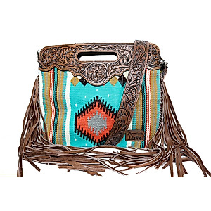 American Darling Aztec Cross Body Bag In Blue Style Number ADBG496E (Turquoise)