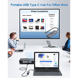 USB C Hub, QGeeM 4-in-1 USB C to HDMI Adapter with 4K USB C to HDMI Hub,100W Power Delivery,USB 3.0,Thunderbolt 3 Hub Compatible for MacBook Pro, XPS, iPad Pro,More Type C Devices