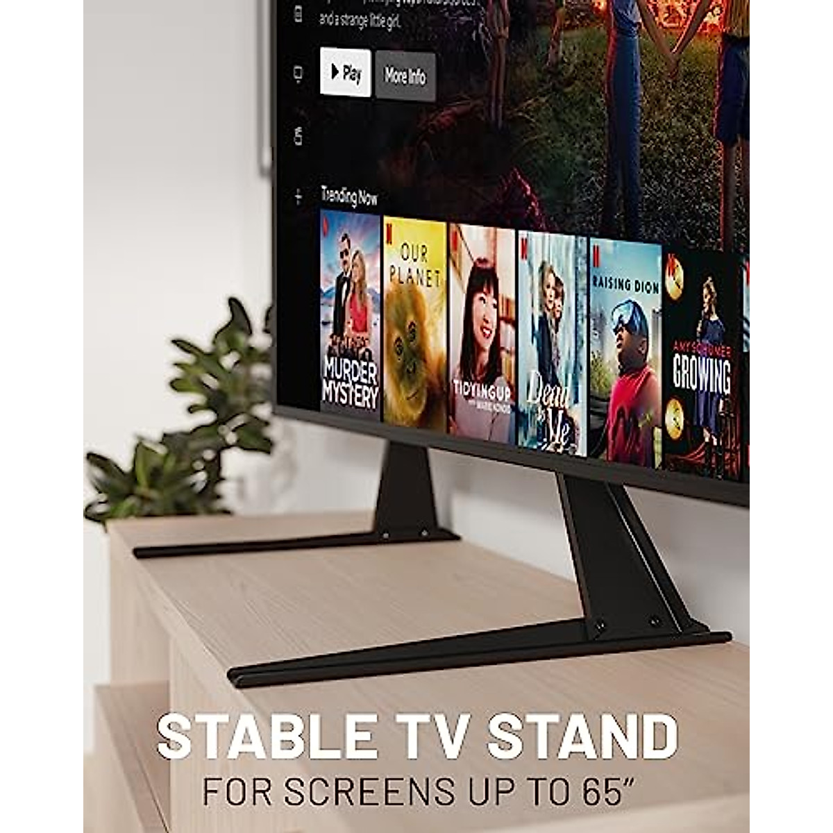 ECHOGEAR Replacement TV Stand for Screens Up to 65" - Foldable TV Bracket Includes Hardware, Anti-Slip & Anti-Scratch Pads - Easy 3-Step Install TV Feet w/Wide VESA Compatibility