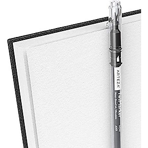 Arteza Small Sketch Book 5.5x8.5 Inches, Black Sketch Pad, 100 Sheets, 68 lb 100 GSM Paper, Hardcover Spiral-Bound Drawing Book, Use with Pencils, Charcoal, Pens, Crayons and Other Dry Media