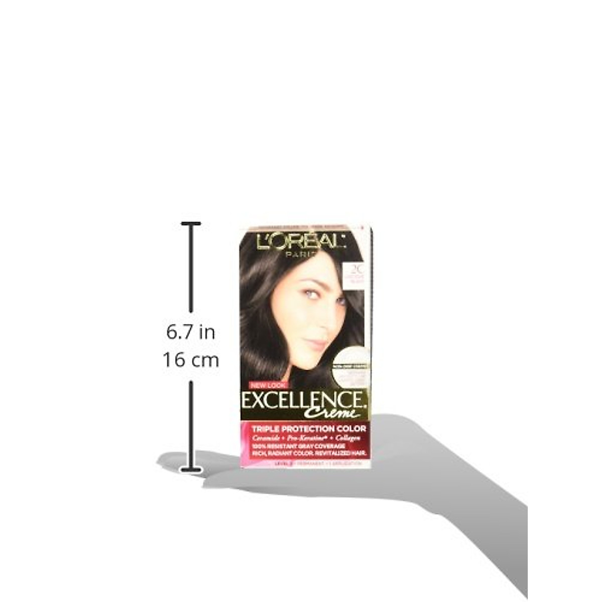 L'Oreal Paris Excellence Creme Permanent Hair Color, 2C Luscious Black, 100 percent Gray Coverage Hair Dye, Pack of 1