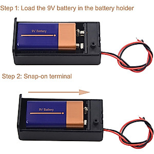 LampVPath (Pack of 2 9v Battery Holder, 9 Volt Battery Holder with Switch, 9v Battery Case with Switch