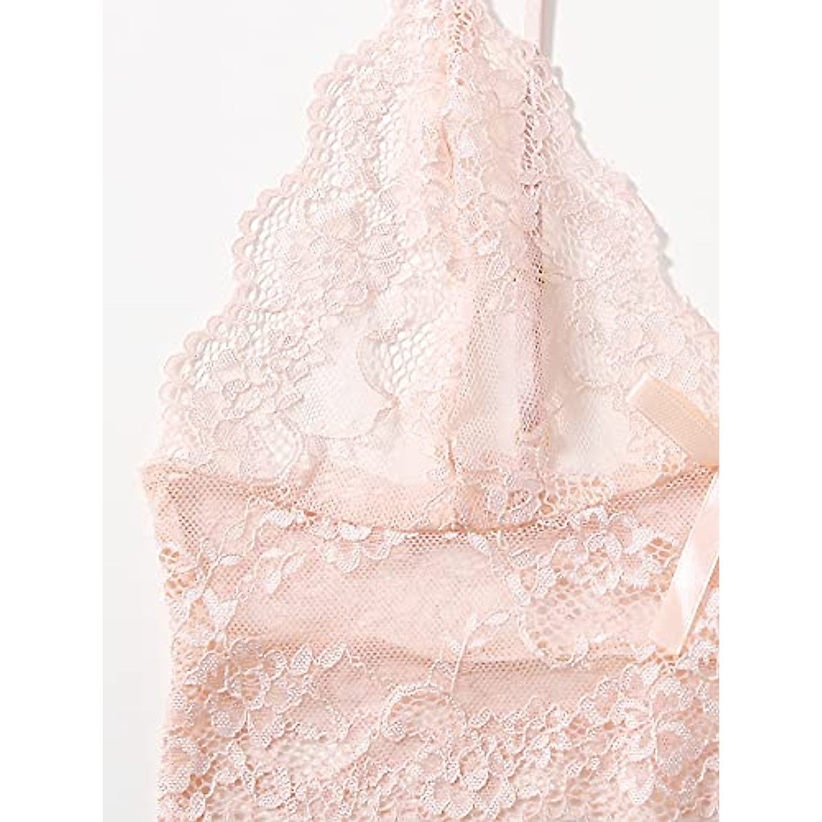 WDIRARA Women's Pajamas Set Lace Satin Lingerie with Cami Floral Shorts Sleepwear Pink M