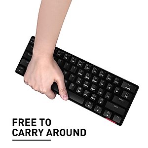 havit Wireless 60% Mechanical Keyboard 61 Keys Rainbow Backlit Gaming Keyboard Bluetooth 5.0/Type-C Wired Programmable Computer Keyboard with Red Switch for Multi-Devices PC Mac Laptop (Black)