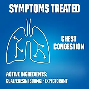Chest Congestion, Mucinex Expectorant 12 Hour Extended Release Tablets, 20ct, 600mg Guaifenesin with Extended Relief of Chest Congestion Caused by Excess Mucus. Thins and Loosens Mucus