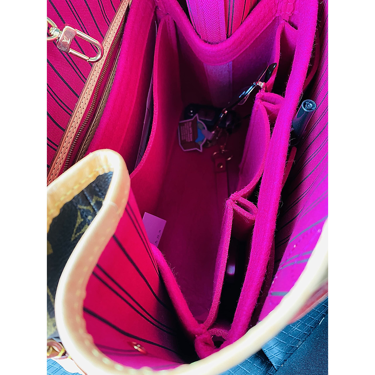 AlgorithmBags design for LV Neverfull MM Luxury Purse Organizer Insert Bag Shaper Liner Divider, Peony