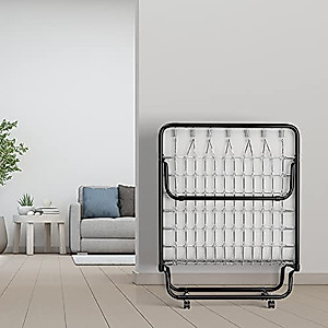 GOFLAME Folding Bed with Memory Foam Mattress, Portable Bed Cot Size with Metal Frame and Wheels for Kids and Adults, Rollaway Guest Bed for Home and Office, Made in Italy