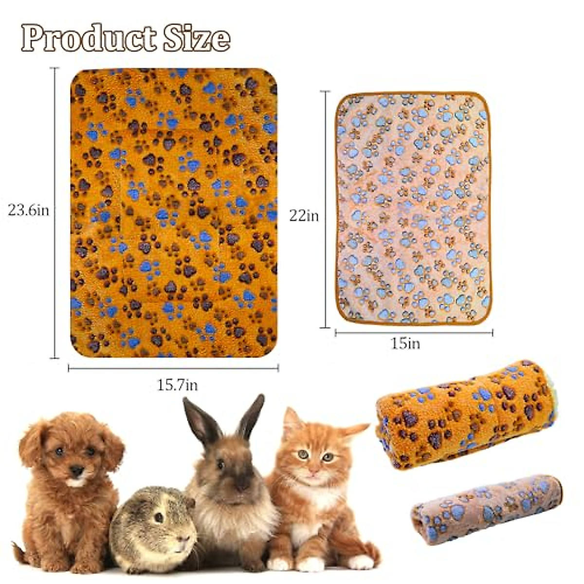 2Pack Blankets Fluffy for Small Animal,Soft Warm Pet Fleece Blankets,Reusable Guinea Pig Fleece Cage Liner WashablePet Sleep Mat for Guinea Pig Cage,Rabbit, Hamster, Cats, Dogs-23×16"