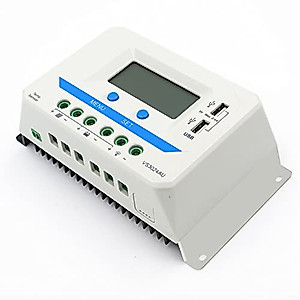 Saooer 30A Solar Charge Controller,Solar Controller with LCD Display Dual USB,Solar Panel Charger Controller Battery Intelligent Regulator 12V/24V PWM Auto Paremeter Adjustable