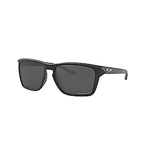 Oakley Men's OO9448 Sylas Rectangular Sunglasses, Matte Black/Prizm Black Polarized, 57 mm
