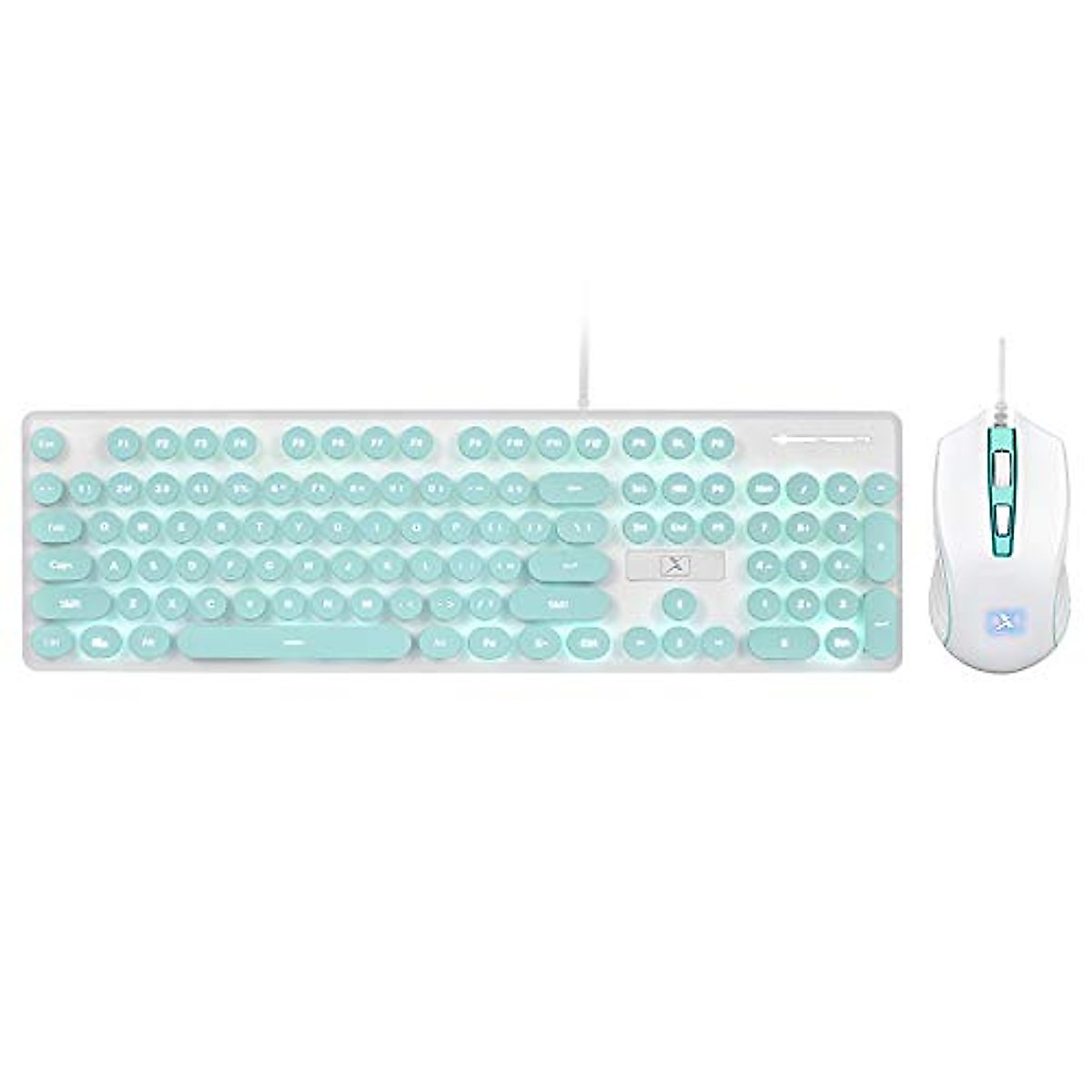 LexonElec Wired Keyboard and Mouse Combo,104 Keys White LED Backlit Punk Keycap Ergonomic Pro Gaming Keyboard,1600DPI 4 Buttons Optical Gaming Mice for Laptop PC (Mint Green)