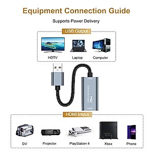 Video Capture Card, Capture Card for Streaming 4K HDMI to USB 3.0 Audio Video Recording in 1080P 60FPS for Game, PS5, PS4/Pro, Nintendo Switch Camera PC, for Windows Mac OS System OBS Zoom