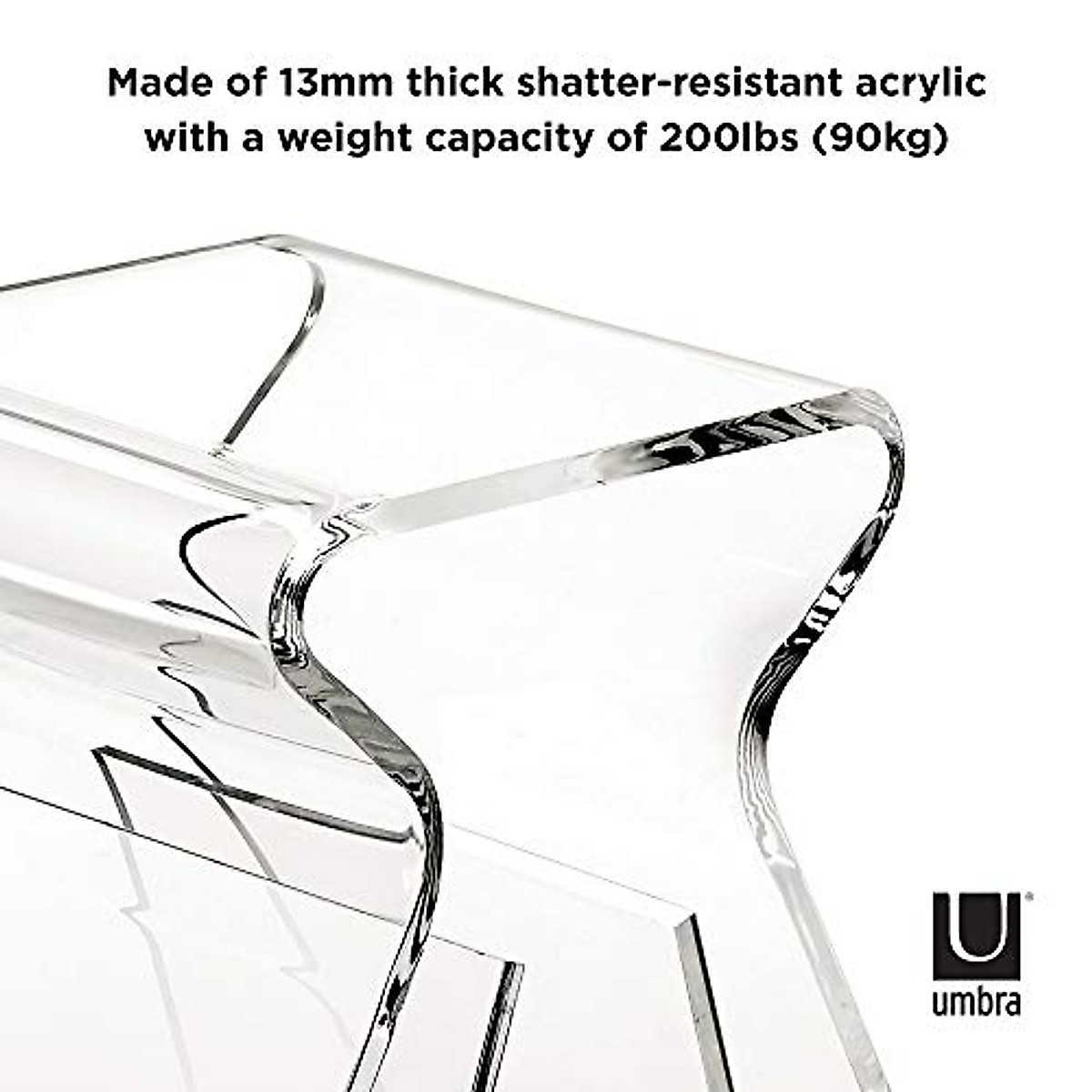 Umbra Magino, Acrylic Side Table, End Table, Stool with Storage, Modern Magazine Rack, Clear,21.725" x 20.9" x 15.125"