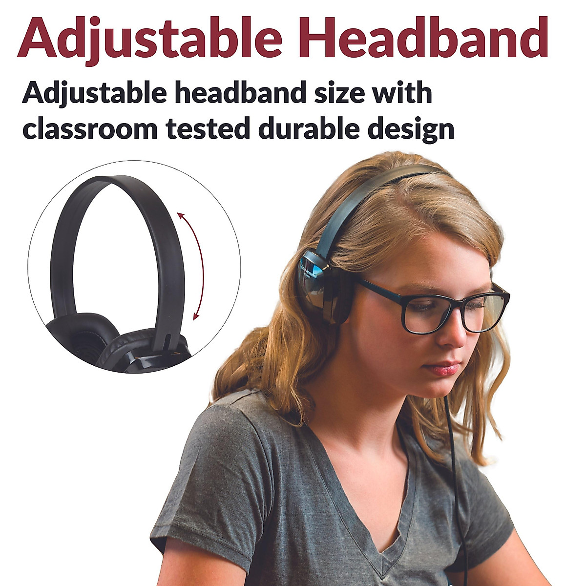 Cyber Acoustics USB Stereo Headphones for PCs and Other USB Devices in The Office, Classroom or Home (ACM-6005)