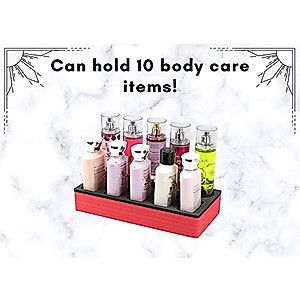 Polar Whale 2 Lotion and Body Spray Stand Organizers Tray Red Black Durable Foam Washable Waterproof Insert for Home Bathroom Bedroom Office 12 x 6 x 2 Inches 10 Slots 2pc Pair Set