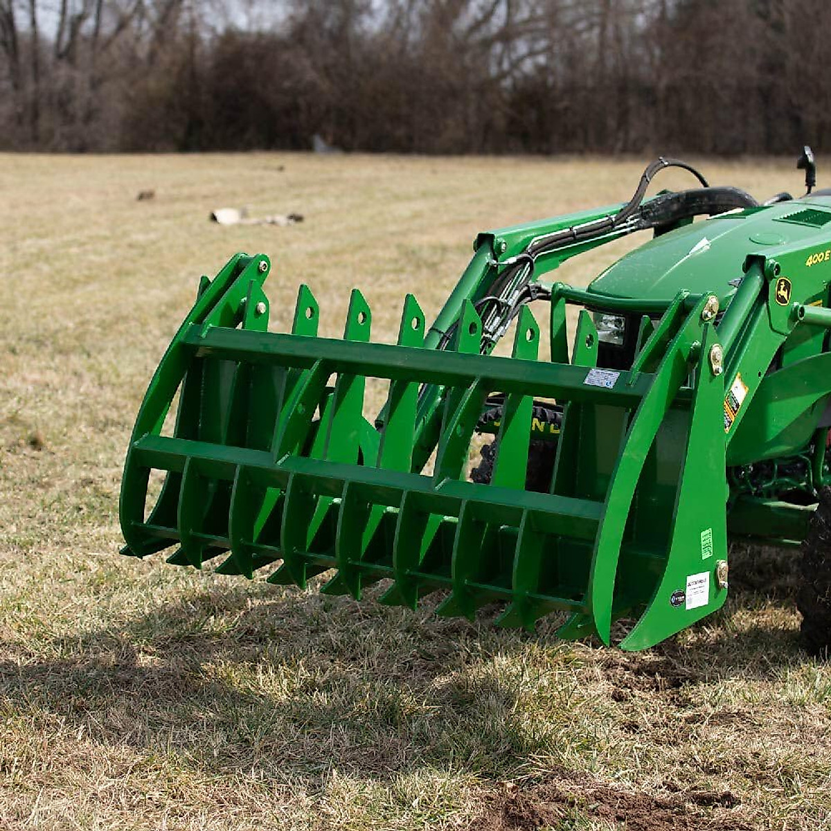 Titan Attachments 72" Root Grapple Rake Attachment Fits John Deere Loaders, Hook and Pin Connection