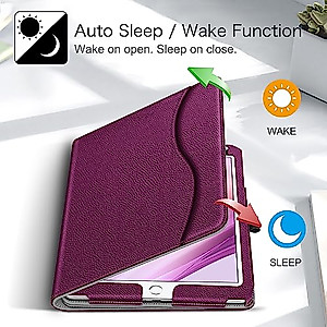 Fintie Case for iPad 9.7 2018 2017 / iPad Air 2 / iPad Air 1 - [Corner Protection] Multi-Angle Viewing Folio Cover w/Pocket, Auto Wake/Sleep for iPad 6th / 5th Generation, Purple