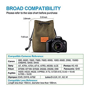 Camera Bag, LATZZ Camera Case, Drawstring Soft Camera Bag with Adjustable Strap, Vintage DSLR Lens Case Gadget for Traveling and Camera Storage