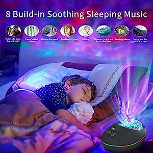 esonstyle LED Night Light for Kids, Ocean Wave Projector with Music White Noise/Timer/Bluetooth Speaker Remote Control，Galaxy Lights Projector for Bedroom/Room Decor