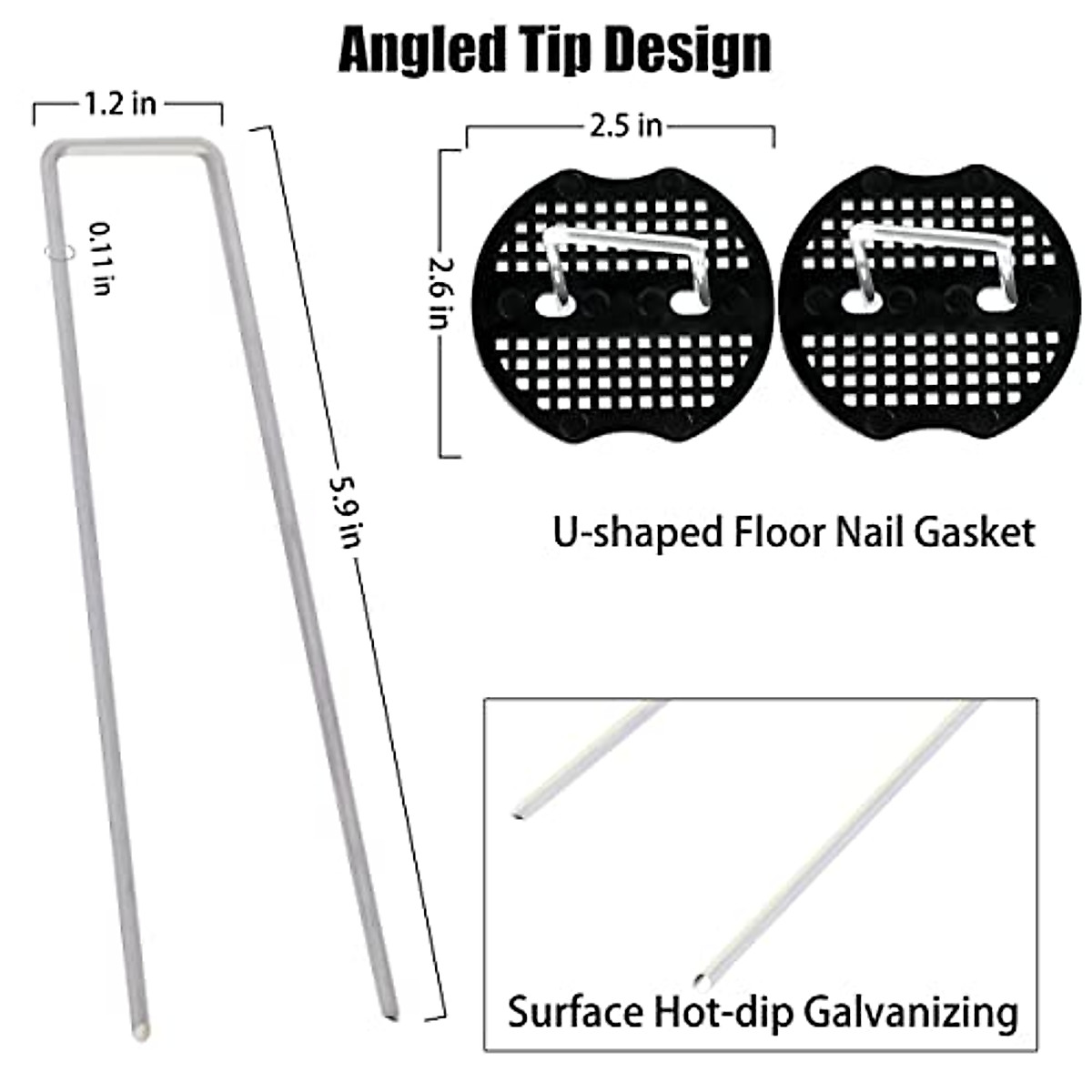 100 pcs 6 inch U-Shaped Landscape Staples and 100 pcs Fixing Gasket Sets, Garden Landscape Staples are Suitable for Outdoor Irrigation Hoses,Fixed Fences,Artificial Turf Nails and Tents.