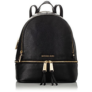 Michael Kors Rhea Zip Medium Leather Backpack, Black