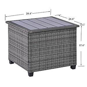 BULEXYARD PE Rattan Patio Deck Furniture Outdoor Wicker Sectional Set for Backyard, Deck, Garden (Table X2, Dark Gray)