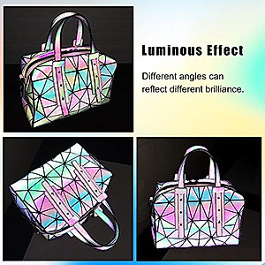 Longjet Purses and Handbags for Women Geometric Luminous Shard Lattice Holographic Tote Bags