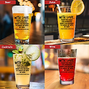 Beer Pint Glass Gift for Bonus Dad- The Child You Inherited- Gift Idea for Stepfathers- Best Stepdad Gift- Gag Father’s Day Gift- Funny Birthday Present for Step Dad from Stepdaughter, Stepson