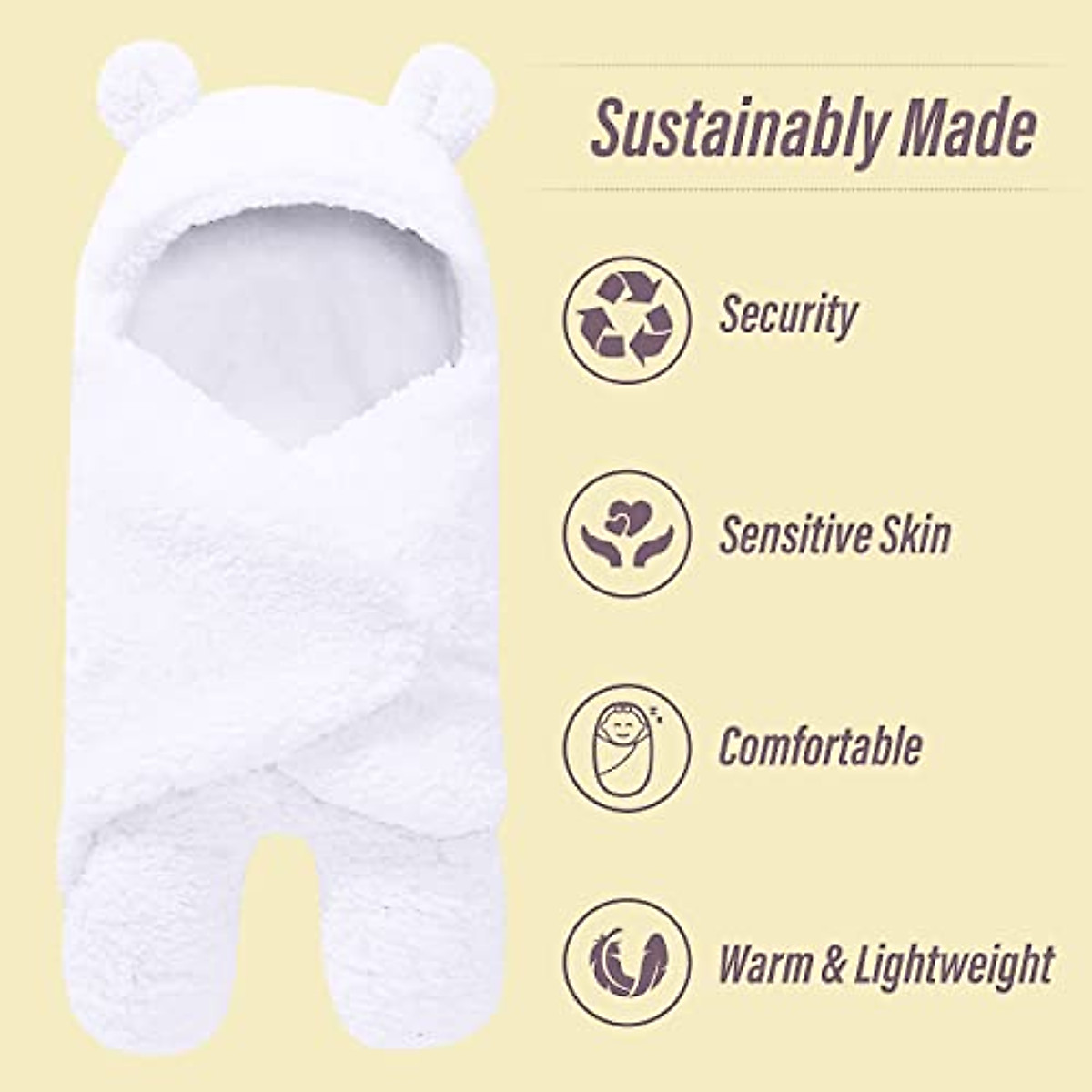 2 Pack Ultra Warm Sherpa Plush Baby Sleeping Swaddle Wrap - Newborn Essentials Must Haves for 0-6 Months - Baby Shower Registry Search Gifts for Boys Girls - Baby Stuff Accessories (Grey and White)