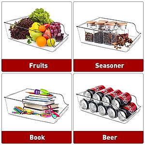 TOPULORS 2 Pack Soda Can Organizer for Refrigerator Beverage Holder for Fridge, Storage Rack Bins for Freezer, Kitchen, Pantry, Countertops, Cabinets, Clear Plastic Canned Food Stackable Dispenser