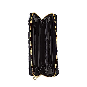 Premium Vegan Leather Animal Print Continental Zip Around Wallet, Grey Leopard