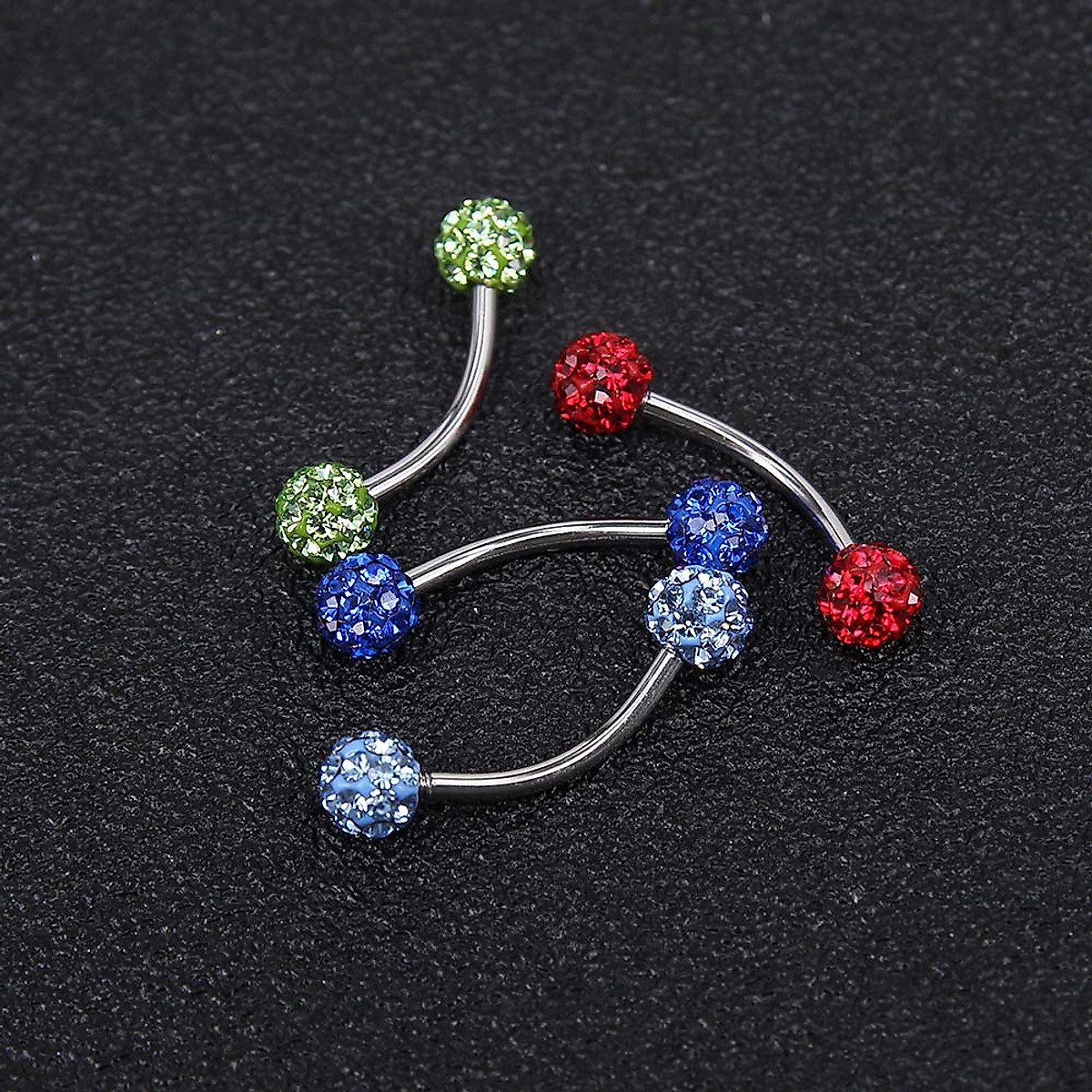 ZS 16 Gauge Eyebrow Rings Curved Barbell 4mm Tiny Crystal Ball Belly Button Rings Nipple Rings Tongue Piercings