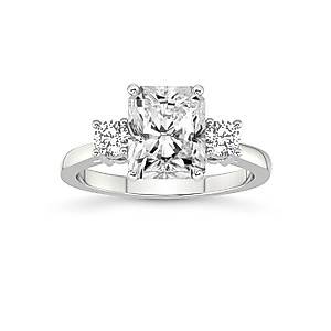 FRIENDLY DIAMONDS 3 ct IGI Certified Radiant Shape Lab Grown Diamond Ring Women's Day Gift | 14K Or 18K White, Yellow Or Rose Gold | Intricacy Three Stone Diamond Ring |FG-VS1-VS2 Quality
