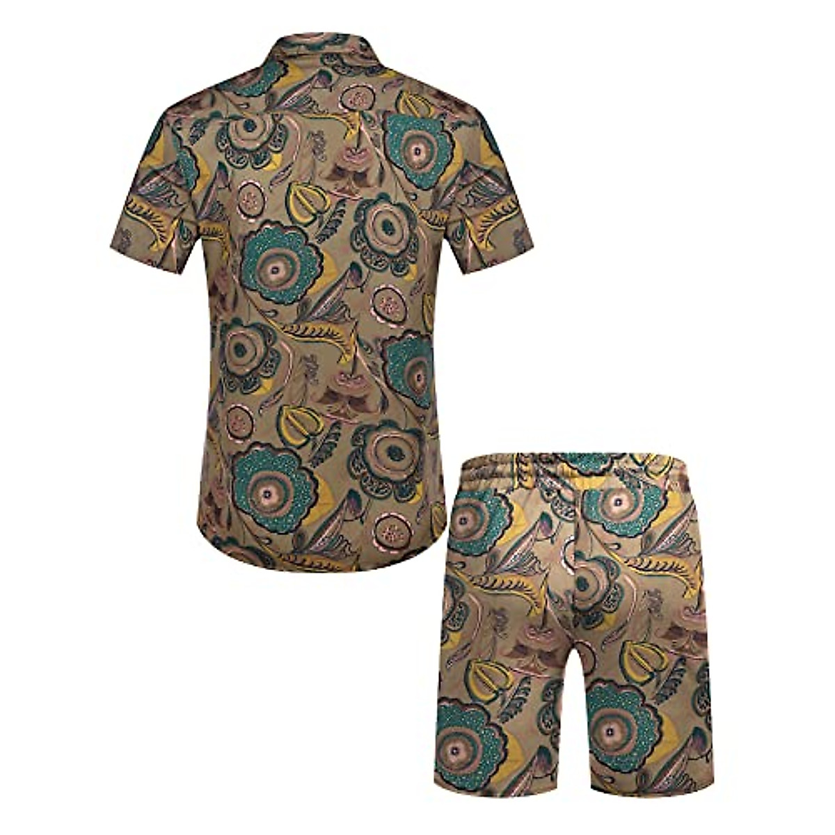 COOFANDY Men's Flower Shirt Hawaiian Sets Casual Button Down Short Sleeve Shirt