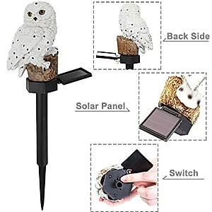 DSDecor Garden Solar Lights Outdoor Decorative Resin Owl Solar LED Lights with Stake for Garden Lawn Pathway Yard Decortions