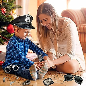 Falinpitos 7PCS Police Pretend Play Toy Set Walkie Talkies Badge Costume Accessories for Kids Birthday Party Present