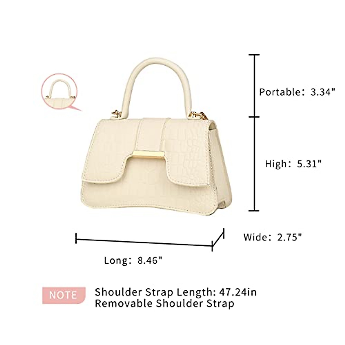 SHUIANGRAN Fashion Cross-body bags for women Womens Purses PurseCrocodile Ladies BagSingle-shoulder Crossbody Handbag White
